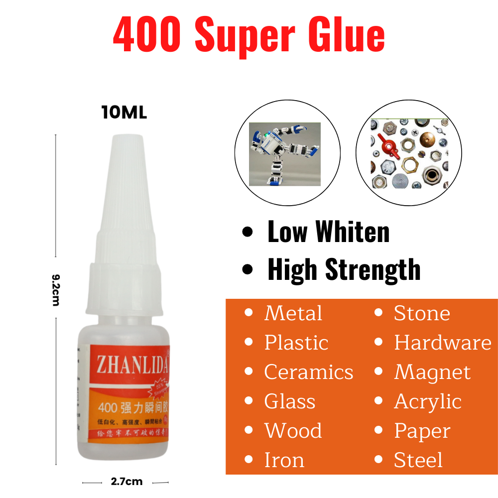 10ML Zhanlida 400 Clear Instant Quick-drying Super Glue Plastic Metal ...